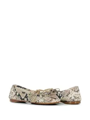 ALEXANDER HOTTO Snakeskin Print Lace-up Flat Slippers - Neutrals