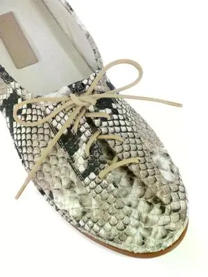 ALEXANDER HOTTO Snakeskin Print Lace-up Flat Slippers - Neutrals