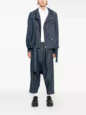 Comme Des Garçons Belted Biker-style Denim Jacket