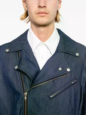 Comme Des Garçons Belted Biker-style Denim Jacket