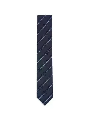 Canali Striped Silk Neck Tie - Blue