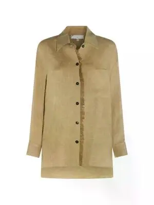 Antonelli Firenze Fringed Button Down Shirt - Neutrals