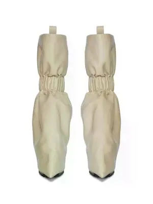 Rick Owens Taquito Ruched Leather Boots - Neutrals