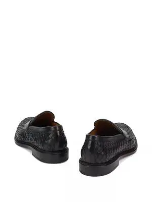 DOUCAL'S Woven Penny Loafers - Black