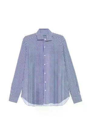 BARBA NAPOLI Striped Long-sleeve Shirt - Blue