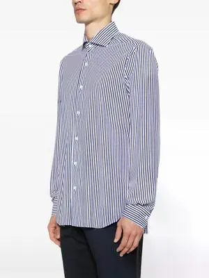 BARBA NAPOLI Striped Long-sleeve Shirt - Blue