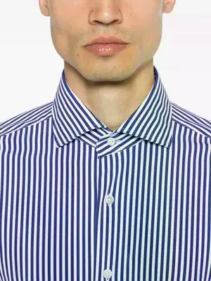 BARBA NAPOLI Striped Long-sleeve Shirt - Blue