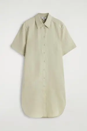 Cos Short-sleeved Linen Shirt Dress - Beige