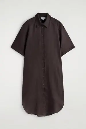 Cos Short-sleeved Linen Shirt Dress - Red