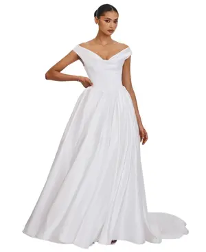 MISS CIRCLE NEW YORK Satin Bardot Cowl Gown