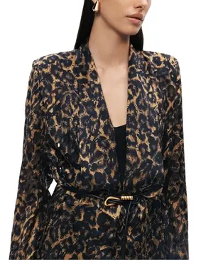 NOCTURNE Printed Leopard Belted Jacket