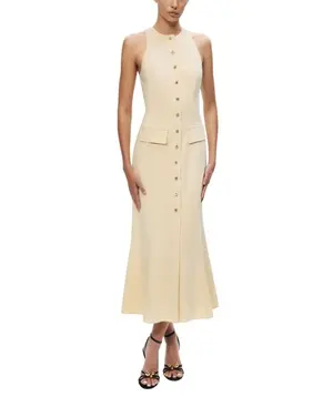 NOCTURNE Sleeveless Button-front Midi Dress