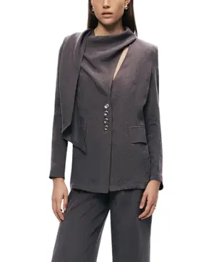 NOCTURNE Asymmetrical Draped Tailored Jacket