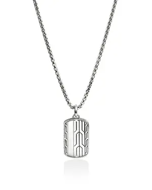 John Hardy Sterling Icon Onyx Tag Pendant Necklace - Silver