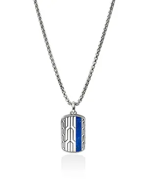 John Hardy Icon Tag Pendant Necklace - Silver/lapis Lazuli