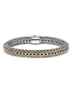 John Hardy 14k Bonded Gold & Sterling Reversible Woven Link Bracelet - Silver