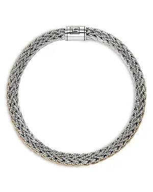 John Hardy 14k Bonded Gold & Sterling Reversible Woven Link Bracelet - Silver
