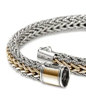 John Hardy 14k Bonded Gold & Sterling Reversible Woven Link Bracelet - Silver