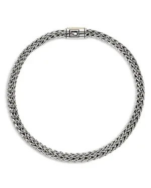 John Hardy 14k Yellow Gold & Sterling Woven Link Bracelet - Silver