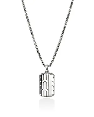 John Hardy Icon Engraved Tag Pendant Necklace - Silver