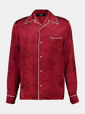Amiri Terracotta Floral Jacquard Pajama Shirt - Red