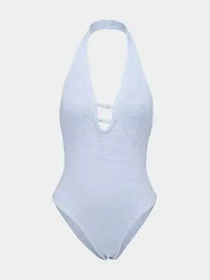 Hunza G Adriana Beaded One-piece Swimsuit - Blue
