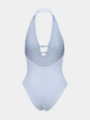 Hunza G Adriana Beaded One-piece Swimsuit - Blue
