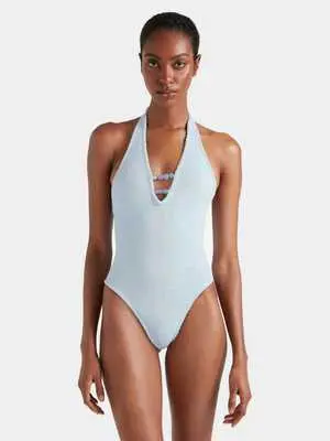 Hunza G Adriana Beaded One-piece Swimsuit - Blue