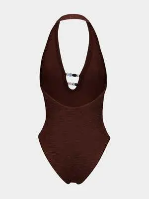 Hunza G Adriana Beaded Swimsuit - Brown