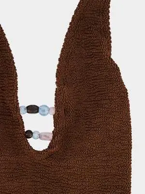 Hunza G Adriana Beaded Swimsuit - Brown