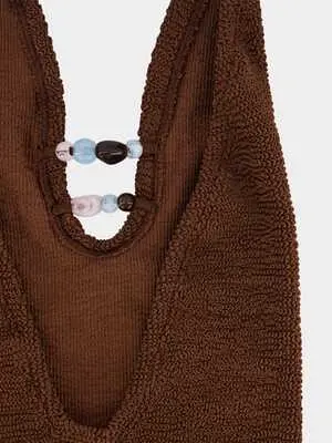 Hunza G Adriana Beaded Swimsuit - Brown