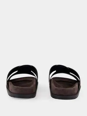 Dolce & Gabbana Leather Flat Sandals - Brown