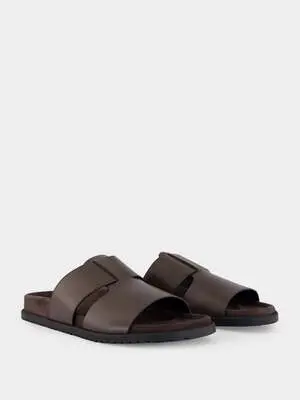 Dolce & Gabbana Leather Flat Sandals - Brown