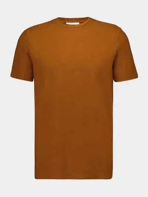 Boglioli Copper Cotton Linen Crew Neck T-shirt - Orange