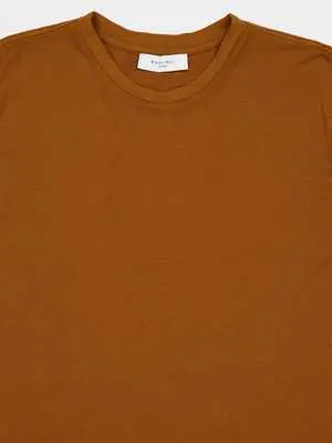 Boglioli Copper Cotton Linen Crew Neck T-shirt - Orange