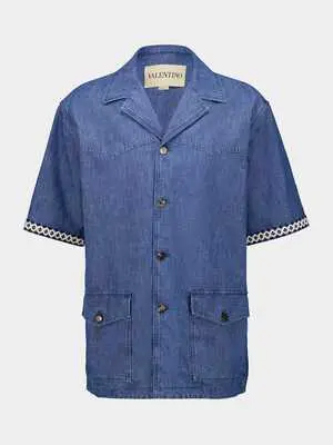 Valentino Garavani Medium Denim Short-sleeve Denim Shirt - Blue