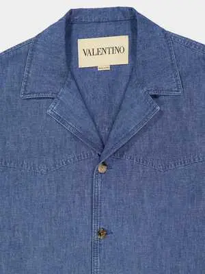 Valentino Garavani Medium Denim Short-sleeve Denim Shirt