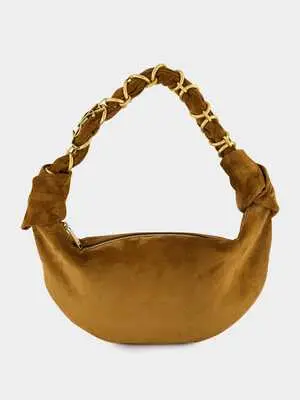 Saint Laurent Amalia Mini Suede Hobo Handbag Brown