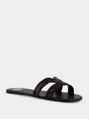 Saint Laurent Mabrouka Leather Slides - Black