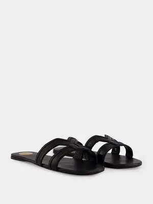 Saint Laurent Mabrouka Leather Slides - Black