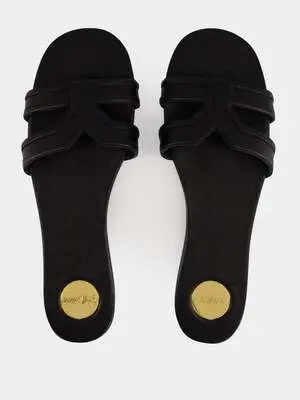 Saint Laurent Mabrouka Leather Slides - Black