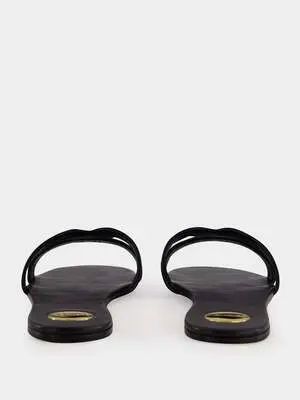 Saint Laurent Mabrouka Leather Slides - Black