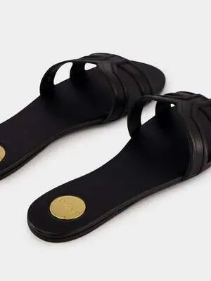 Saint Laurent Mabrouka Leather Slides - Black