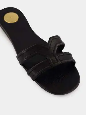 Saint Laurent Mabrouka Leather Slides - Black