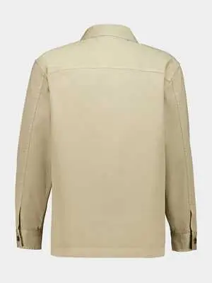 Saint Laurent Royal Cassandre Cotton Gabardine Overshirt - Beige