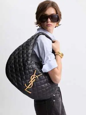 Saint Laurent Icare Quilted Nappa Hobo Bag - Black