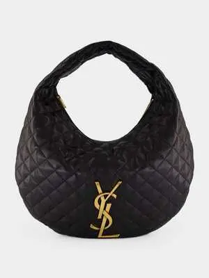 Saint Laurent Icare Quilted Nappa Hobo Bag - Black