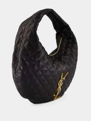 Saint Laurent Icare Quilted Nappa Hobo Bag - Black