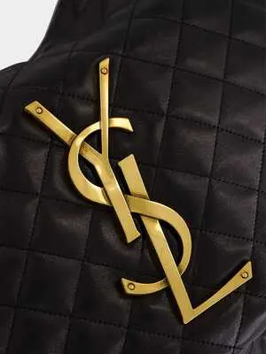 Saint Laurent Icare Quilted Nappa Hobo Bag - Black