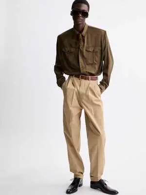 Saint Laurent Slim-fit Technical Cotton Pants - Beige